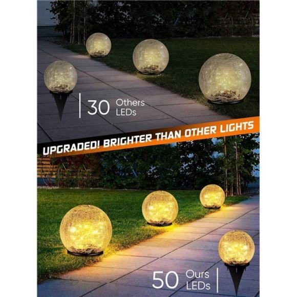 Accents | Garden Solar Ball Lights Outdoor Waterproof 5 Led Cracked ...